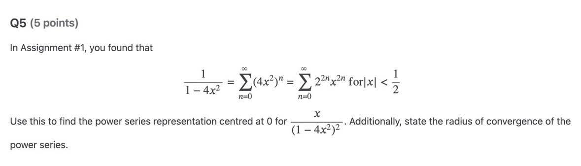 Solved Q5 (5 ﻿points)In ﻿Assignment #1, ﻿you found | Chegg.com