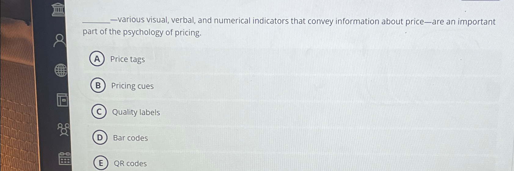 Solved -various visual, verbal, and numerical indicators | Chegg.com