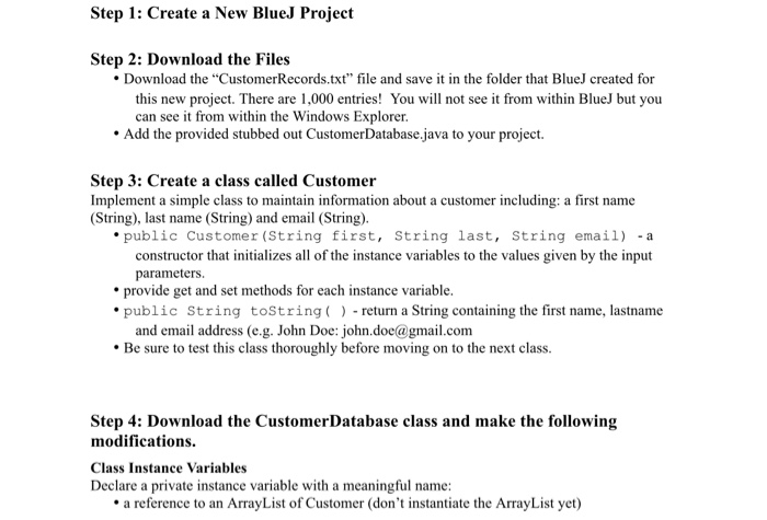 Solved Step 1: Create a New BlueJ Project Step 2: Download | Chegg.com