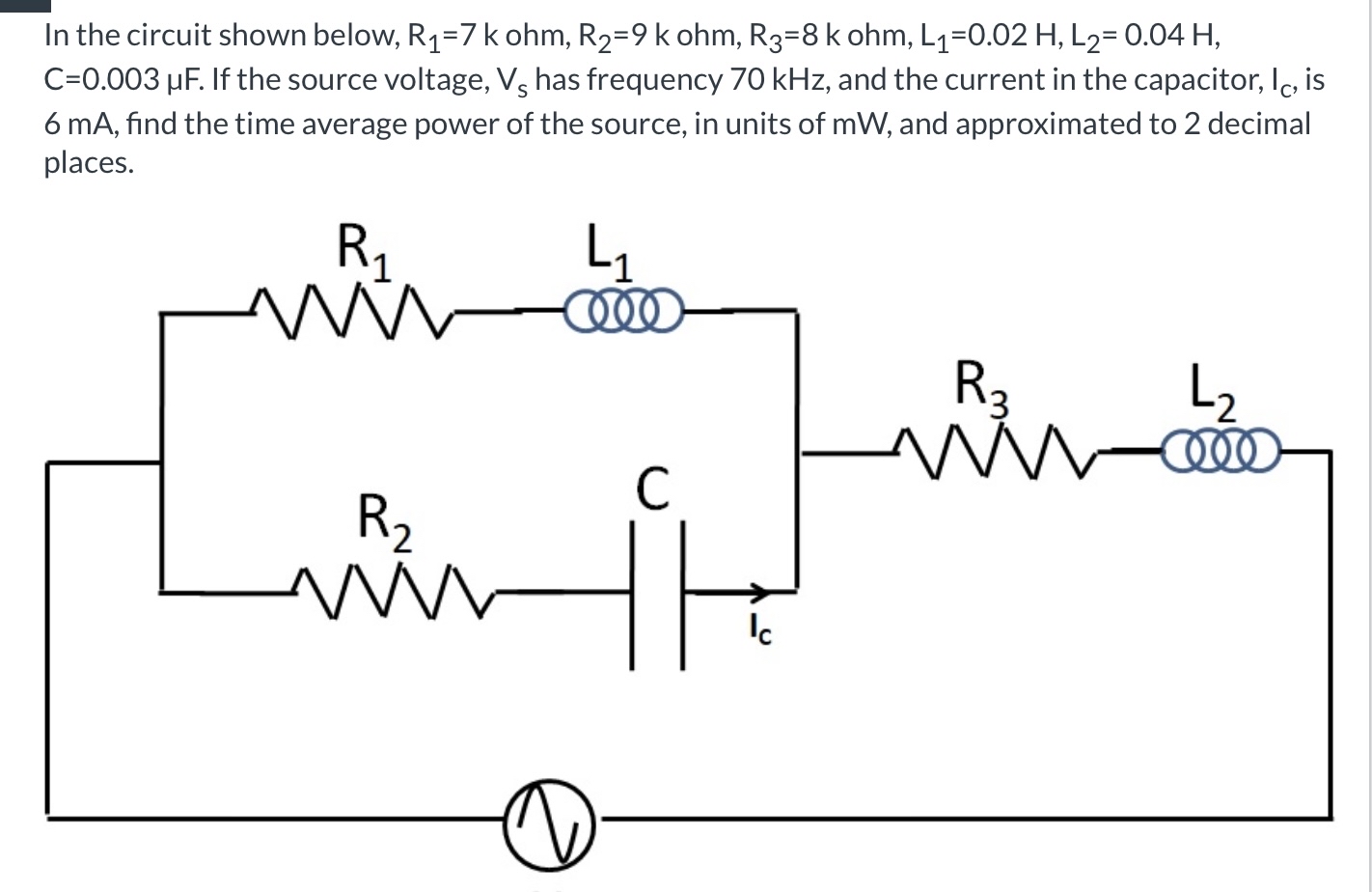 Solved In the circuit shown below, R1=7k ﻿ohm, R2=9k ﻿ohm, | Chegg.com