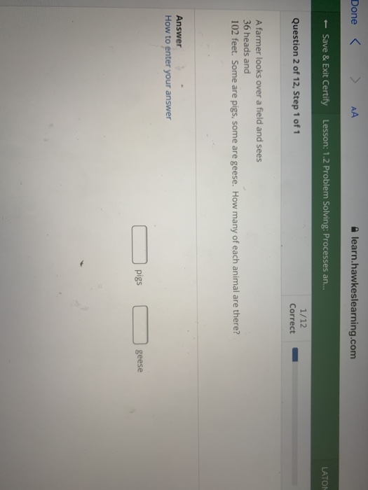 Solved Done AA learn.hawkeslearning.com - Save & Exit | Chegg.com