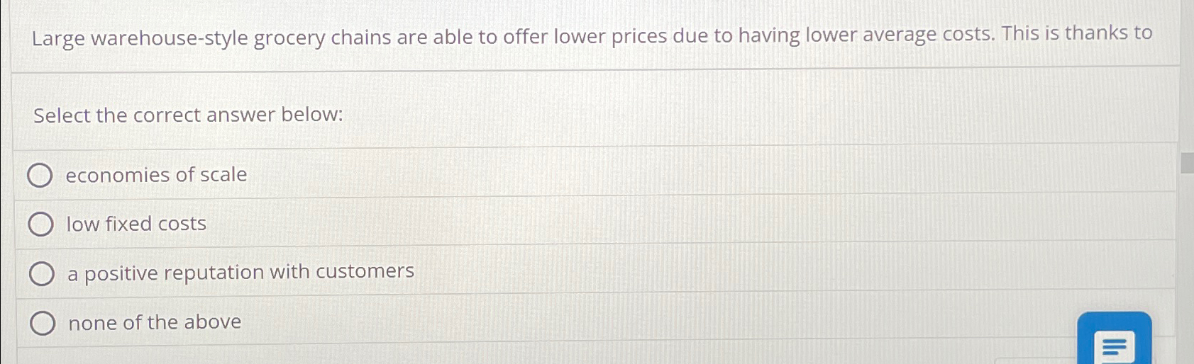 Solved Large warehouse-style grocery chains are able to | Chegg.com