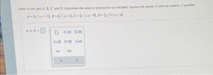 Solved refer to sets a,b,c and d determine the union or | Chegg.com