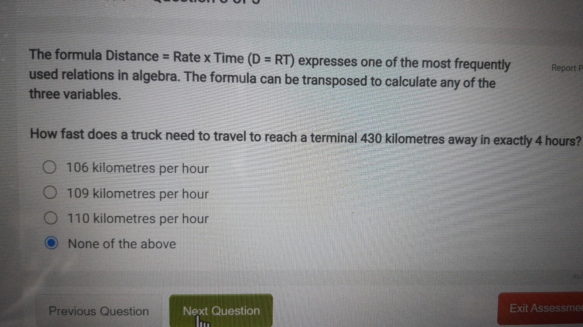 Solved the formula distance = Rate × Time (D=RT) expresses | Chegg.com