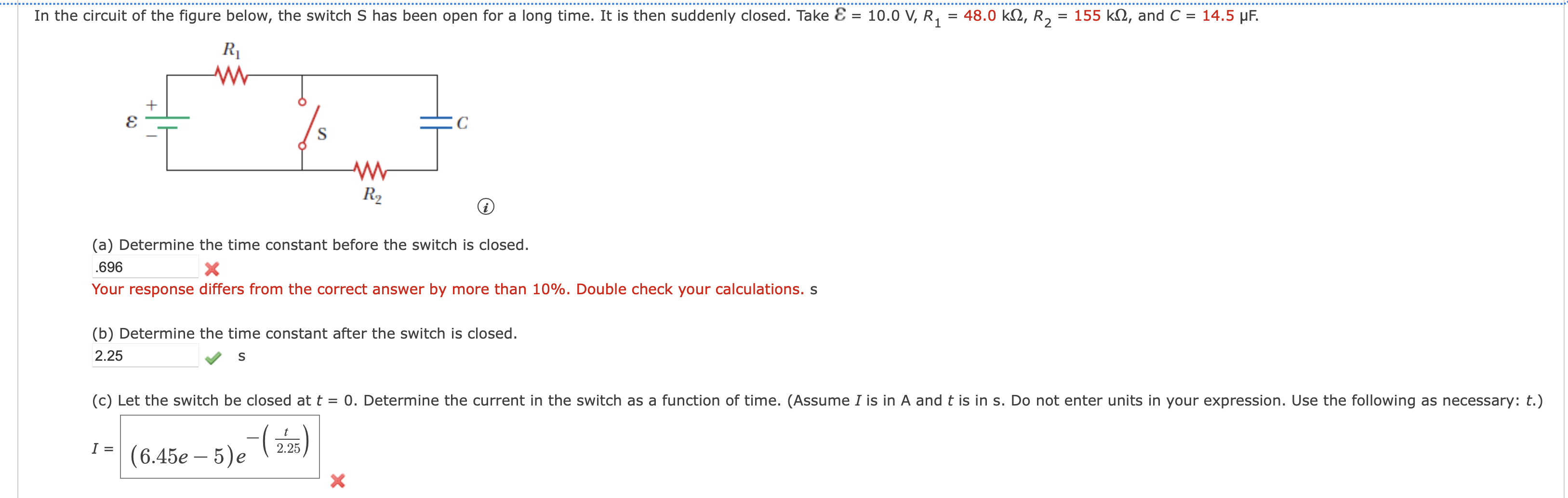 Solved In ﻿the circuit of ﻿the figure below, the switch S | Chegg.com