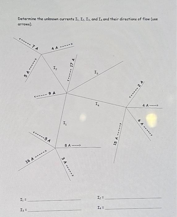 Solved Determine the unknown currents I₁, I2, I3, and I, and | Chegg.com
