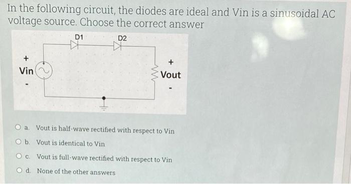 Solved In the following circuit, the diodes are ideal and | Chegg.com