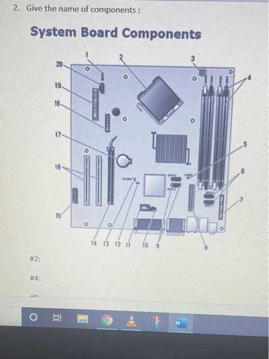 Solved 2. Give the name of components: System Board | Chegg.com