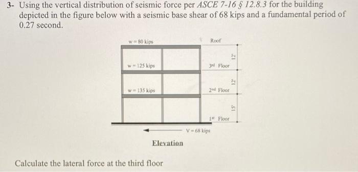 Solved 3- Using the vertical distribution of seismic force | Chegg.com