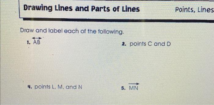 Solved Draw and label each of the following. 1. AB 2. points | Chegg.com