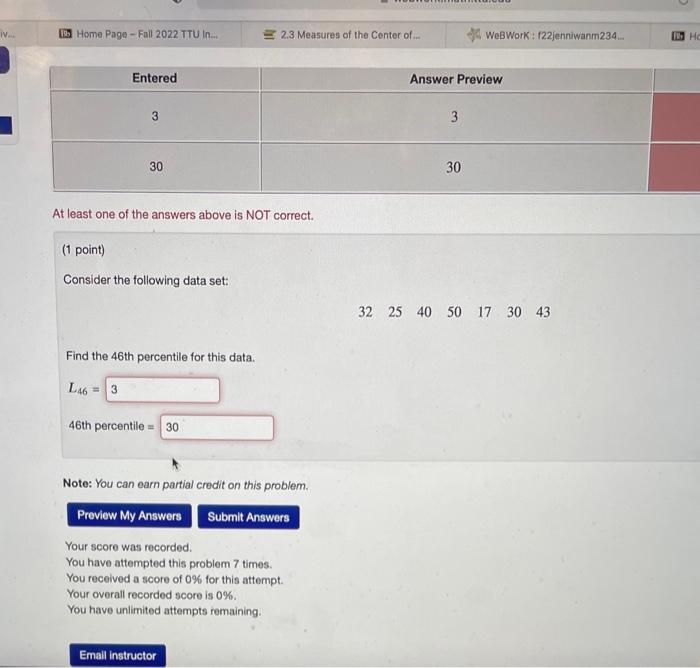 Solved At least one of the answers above is NOT correct. (1 | Chegg.com