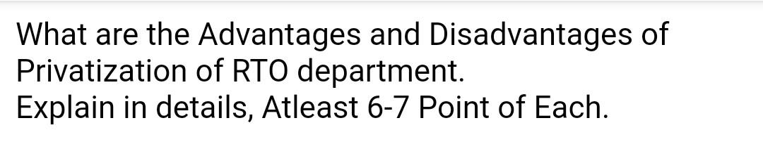 Solved RTO means Regionals Transport Office which provides | Chegg.com