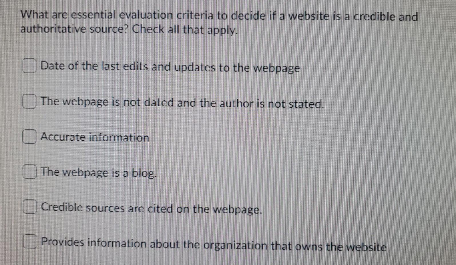 Solved What are essential evaluation criteria to decide if a | Chegg.com