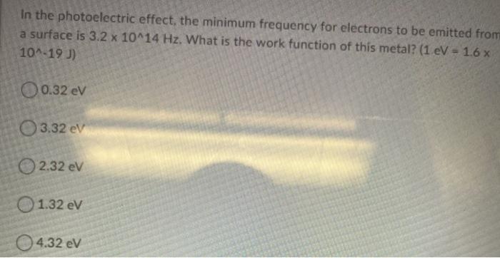 Solved In the photoelectric effect, the minimum frequency | Chegg.com