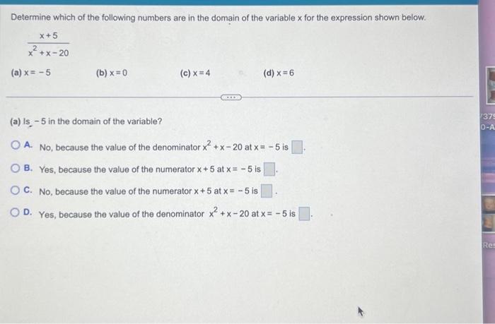 Determine which of the following numbers are in the | Chegg.com