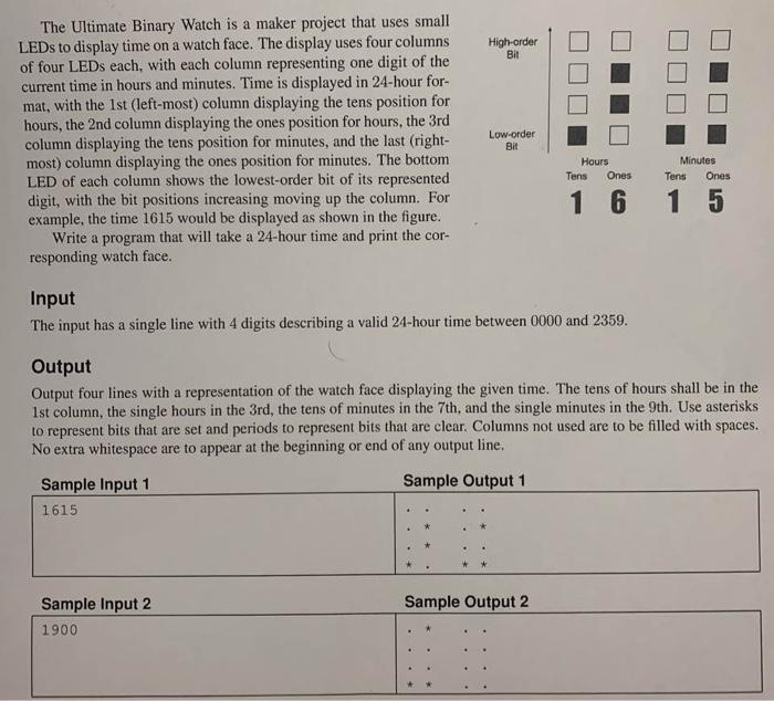 Solved High-order Bit The Ultimate Binary Watch is a maker | Chegg.com