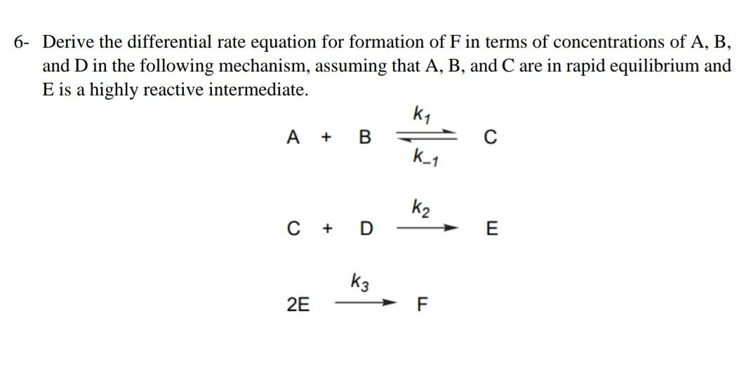 Solved 6- Derive the differential rate equation for | Chegg.com