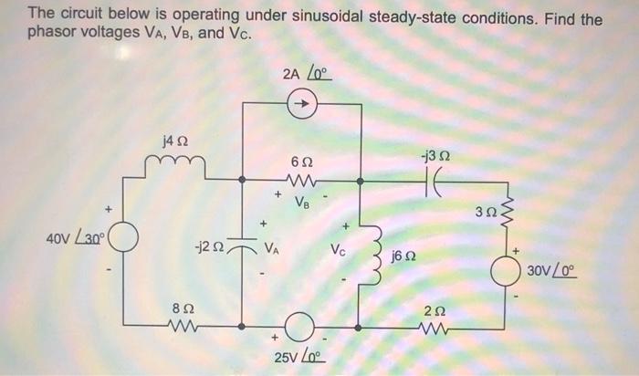 Solved The circuit below is operating under sinusoidal | Chegg.com