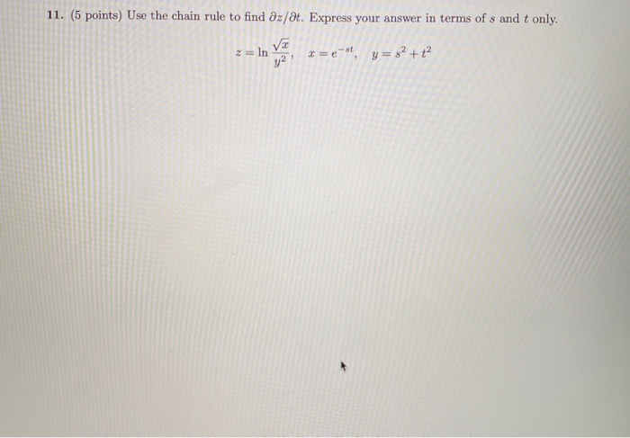 Solved 11. (5 points) Use the chain rule to find az/at. | Chegg.com Solved 11. (5 points) Use the chain rule to find az/at. | Chegg.com