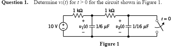 Solved Question 1. Determine vi(t) for t> 0 for the circuit | Chegg.com
