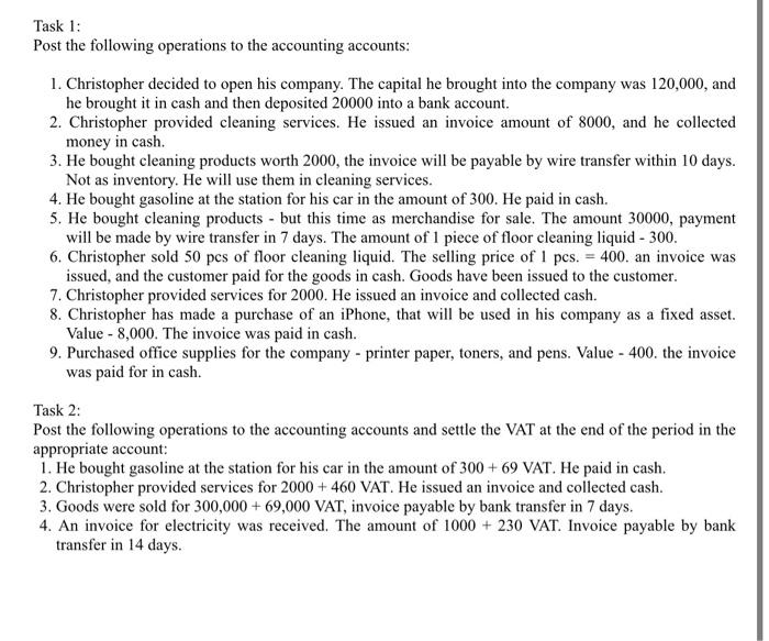 Solved Task 1: Post the following operations to the | Chegg.com