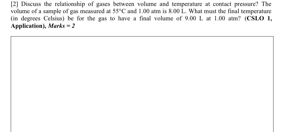 Solved [2] ﻿Discuss the relationship of gases between volume | Chegg.com