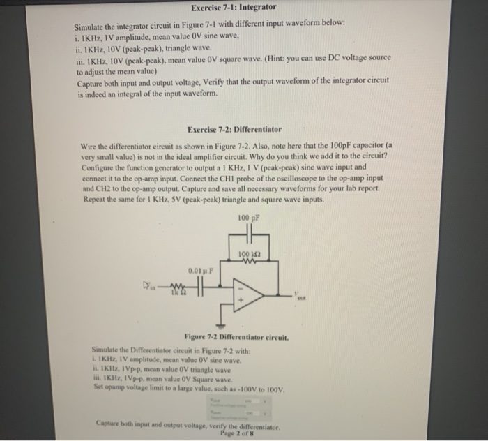 Solved Exercise 7-1: Integrator Simulate the integrator | Chegg.com