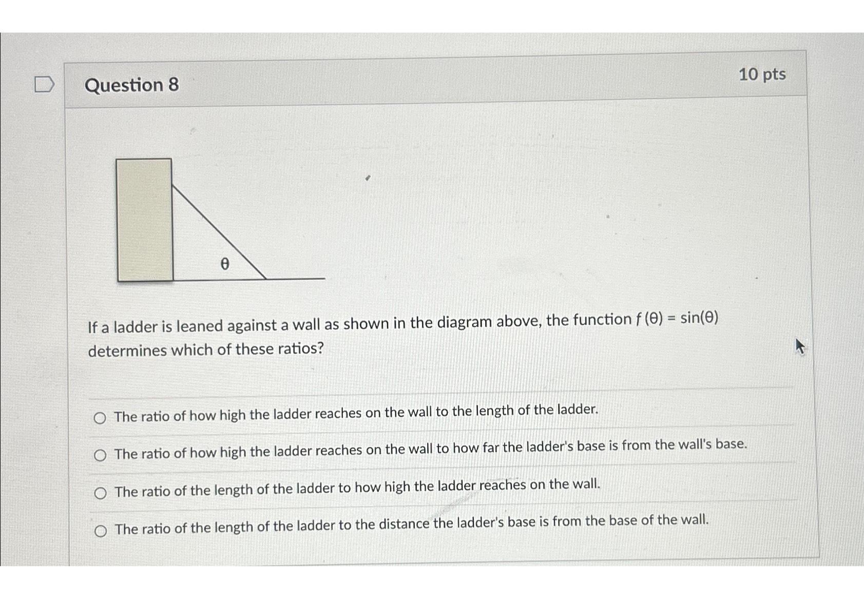 Solved Question 810 ﻿ptsIf a ladder is leaned against a wall | Chegg.com