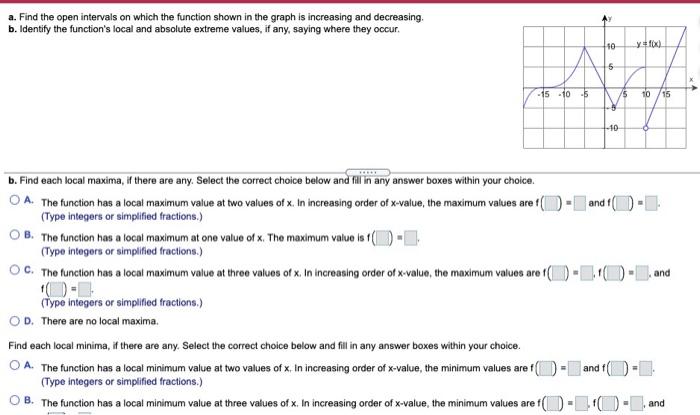 Solved a. Find the open intervals on which the function | Chegg.com