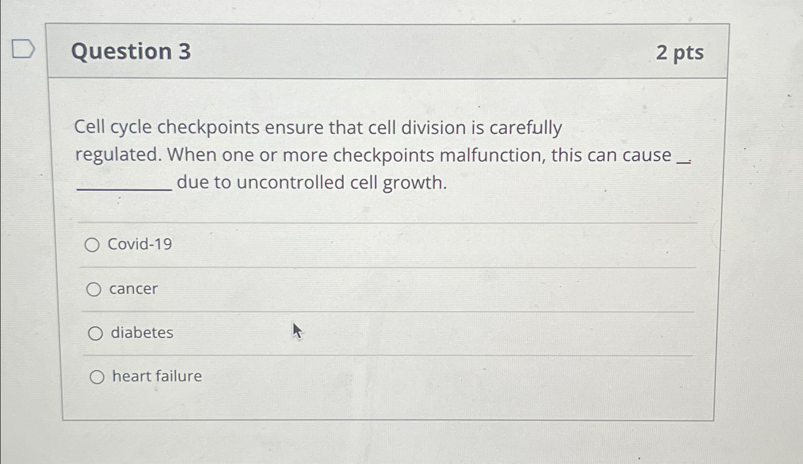 Solved Question 32 ﻿ptsCell cycle checkpoints ensure that | Chegg.com