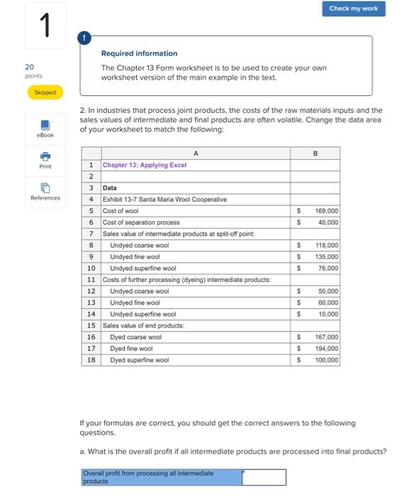 Solved Required information The Chapter 13 Form worksheet is | Chegg.com