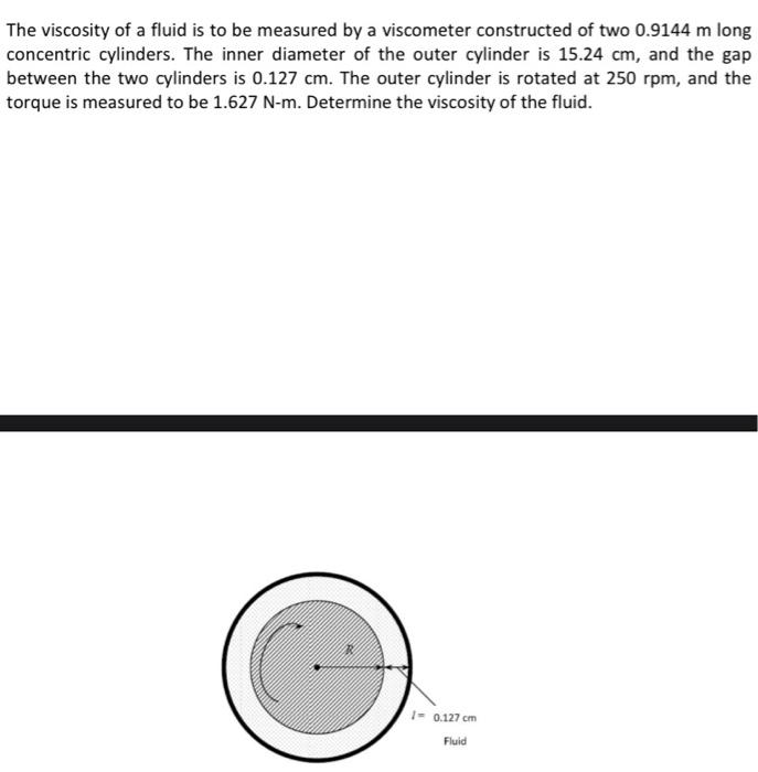Solved The viscosity of a fluid is to be measured by a | Chegg.com