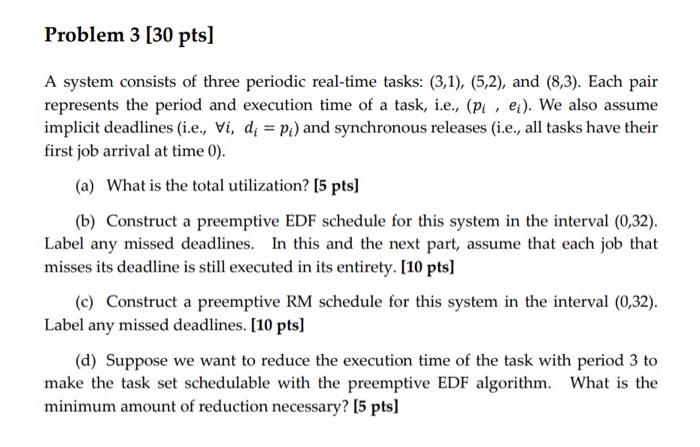 Solved A system consists of three periodic real-time tasks: | Chegg.com