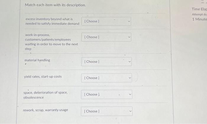 Solved Match each item with its description. excess | Chegg.com