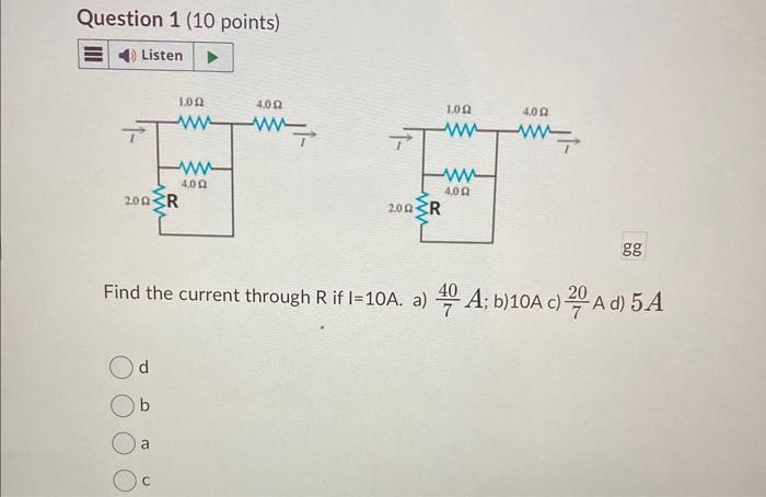 Solved Find the current through R if I=10 A. a) 740A; b)10A | Chegg.com