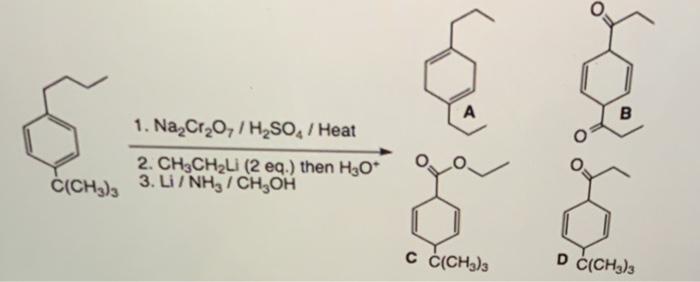 Solved A B 1. Na,Cr2O,/H SO, / Heat 2. CH3CH2LI (2 eq.) then | Chegg.com
