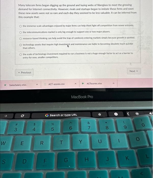 Solved W S Many telecom firms began digging up the ground | Chegg.com