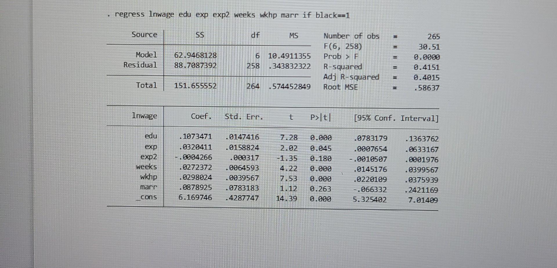 Solved Econometrics Question Please only answer this | Chegg.com