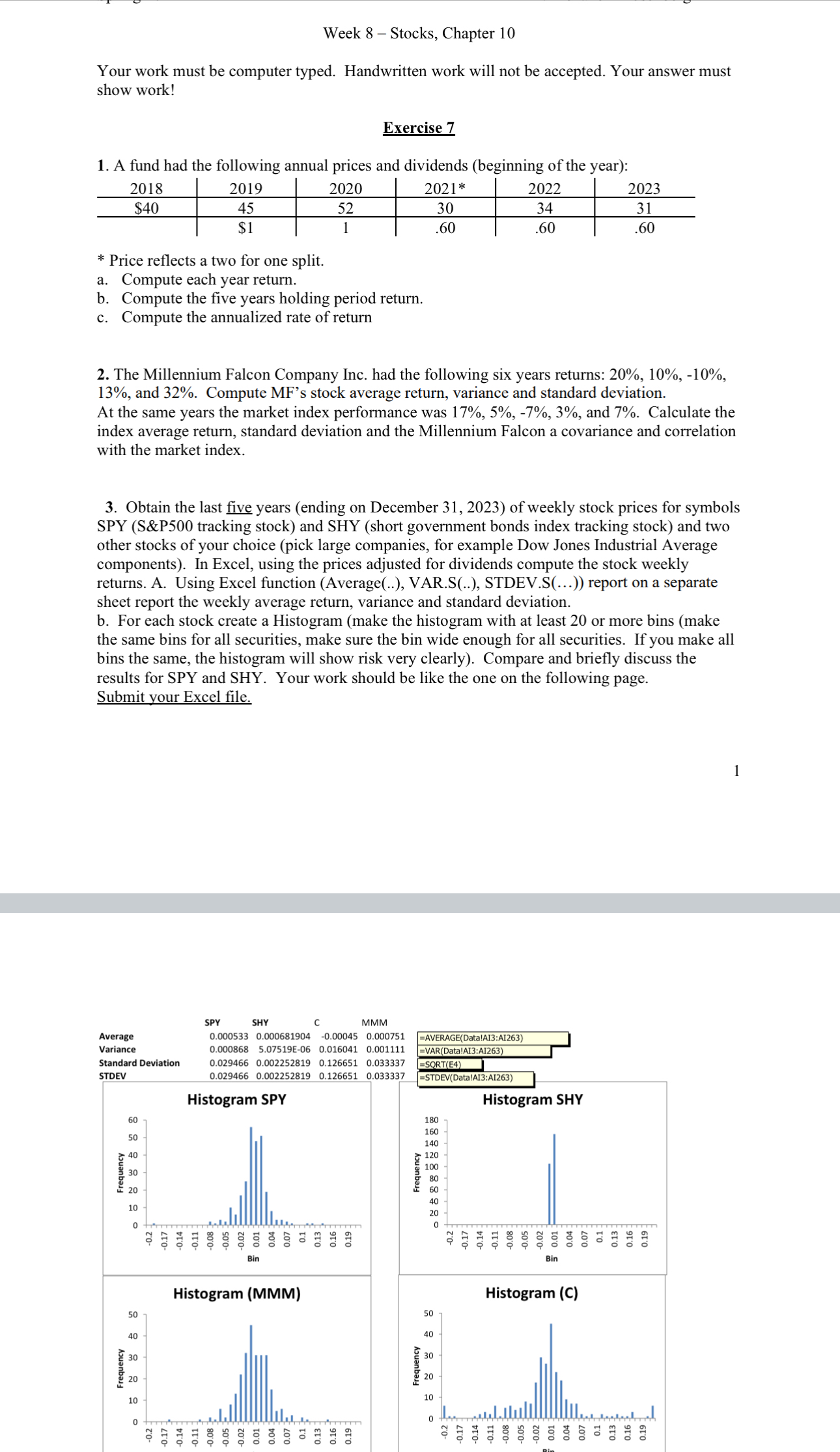 Solved Week 8 - ﻿Stocks, Chapter 10Your work must be | Chegg.com