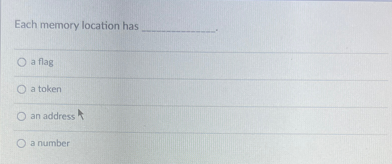 Solved Each memory location hasa flaga tokenan addressa | Chegg.com