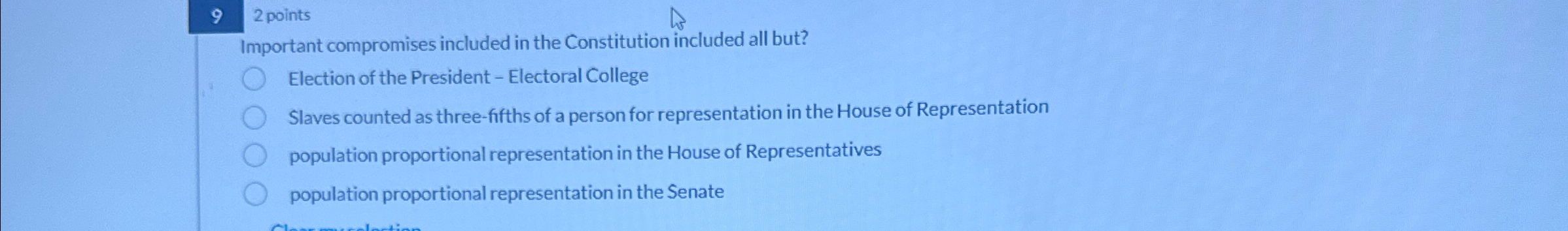Solved 2 ﻿pointsImportant compromises included in the | Chegg.com