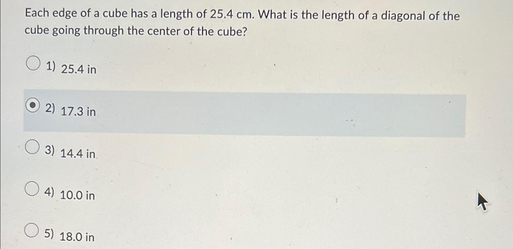 Solved Each edge of a cube has a length of 25.4cm. ﻿What is | Chegg.com