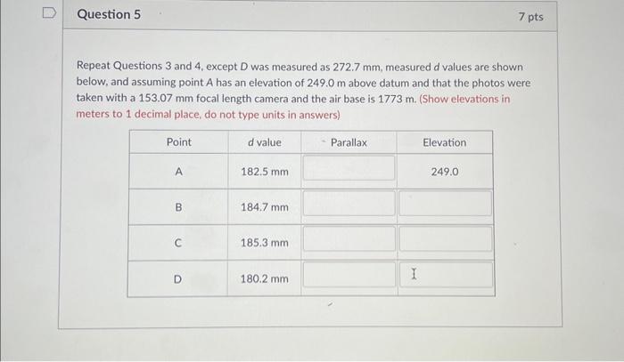 Solved Calculate the elevations of points A through D of | Chegg.com