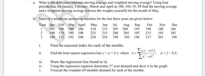 Solved a. What is the difference between moving average and | Chegg.com