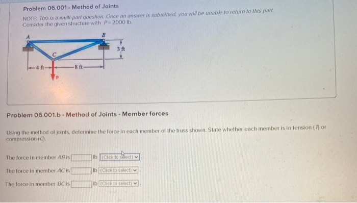 Solved Problem 06.001 - Method of Joints NOTE This is a | Chegg.com