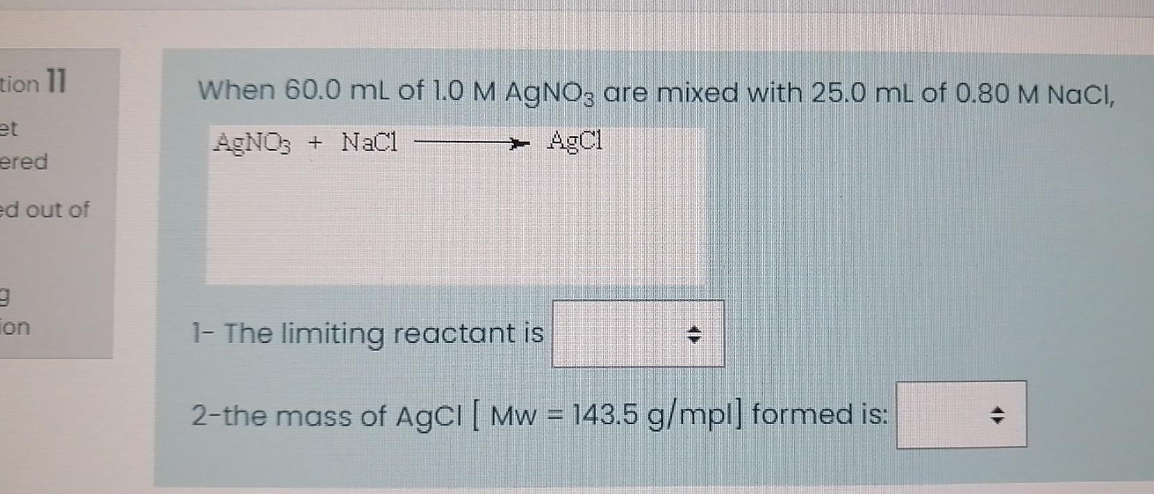 Solved tion 11 When 60.0 mL of 1.0 M AgNO3 are mixed with | Chegg.com