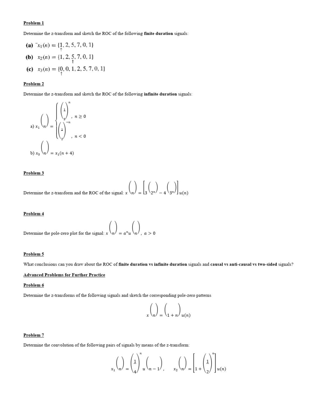 Solved Problem 1 Determine the z-transform and sketch the | Chegg.com