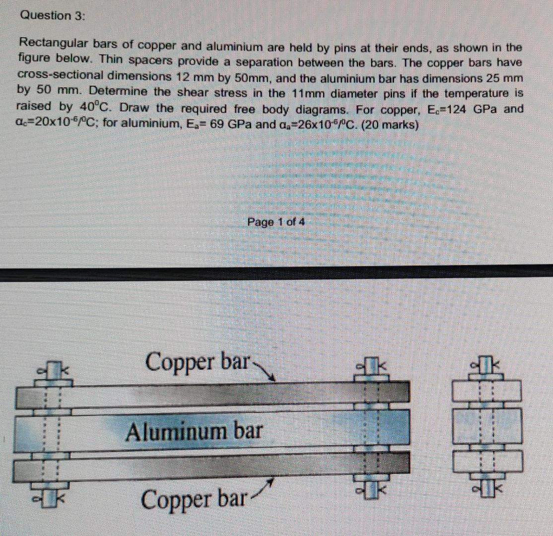 Solved Question 3: Rectangular bars of copper and aluminium | Chegg.com
