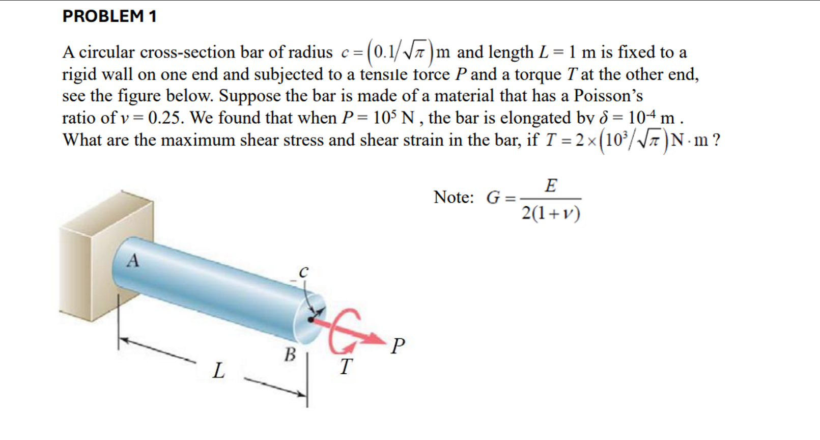 Solved PROBLEM 1A circular cross-section bar of ﻿radius | Chegg.com