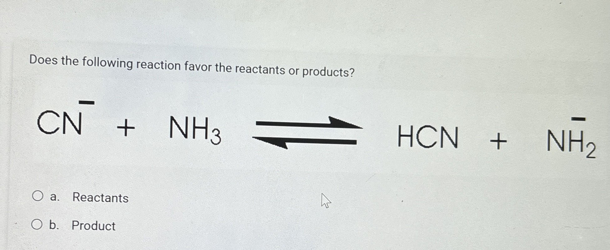 Solved Does the following reaction favor the reactants or | Chegg.com